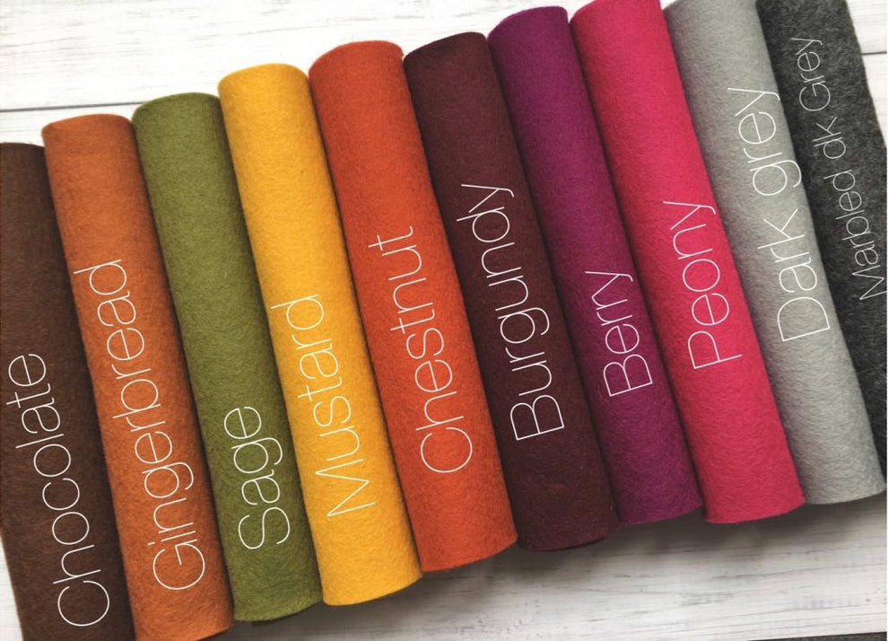 100% Wool Felt - Larger Colour Palette Packs - 10 x sheets 20 x 30cm ...